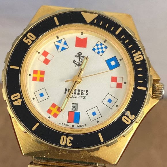 Pusser | Accessories | Vintage Pussers 8 Karat Gold Plated Wrist Watch ...